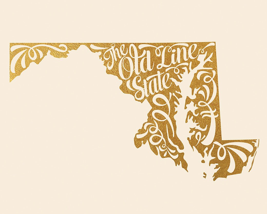 Maryland Printable Old Line State Faux Gold Foil Maryland - Etsy