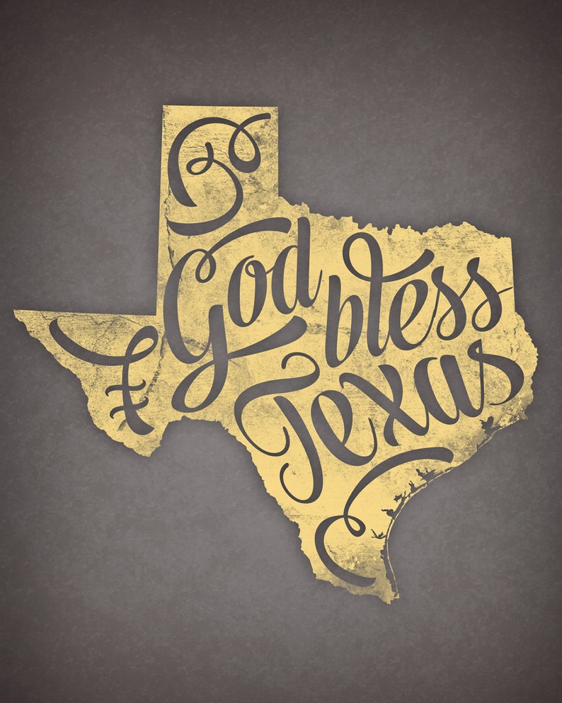 God Bless Texas State Print 8 X 10 - Etsy