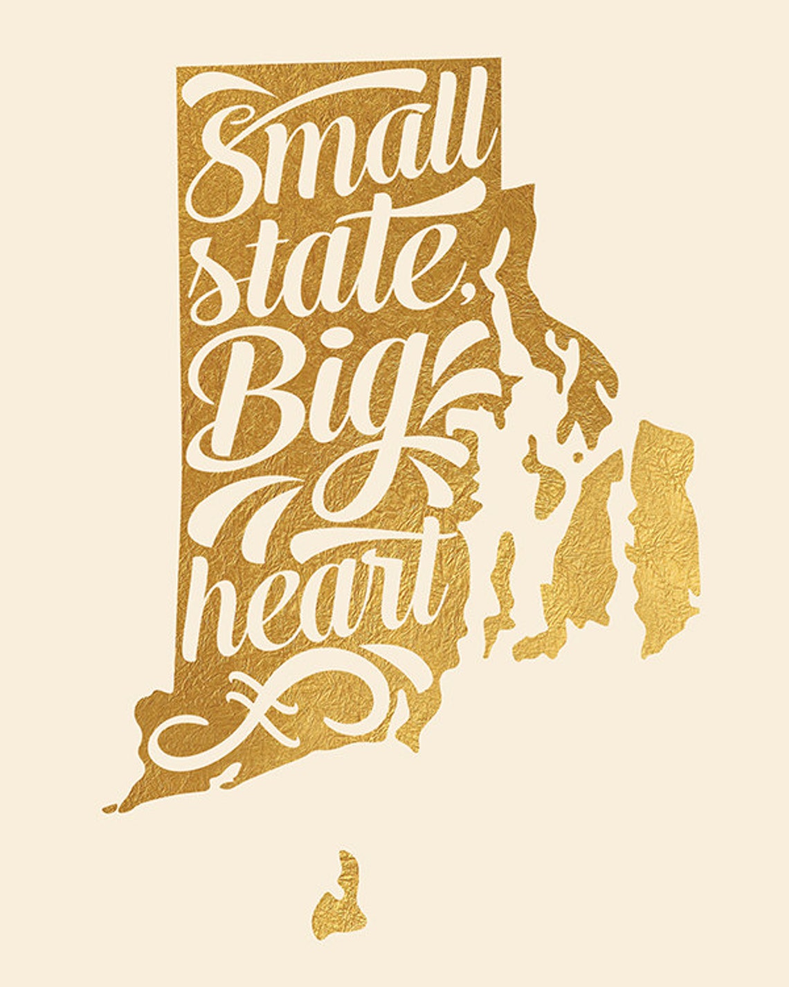 Rhode Island State Printable RI Small State Big Heart Art | Etsy