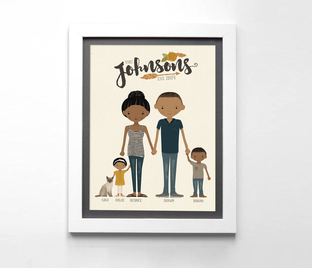 Personalized Family Portrait Drawing • Custom Illustration Print ...