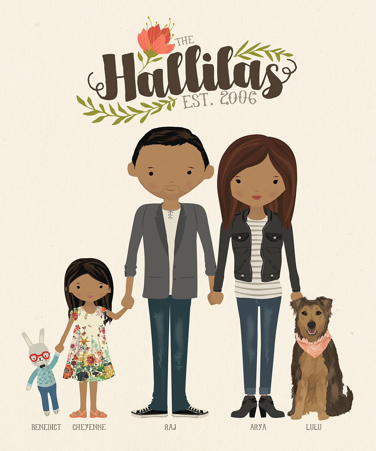 Personalized Family Portrait Drawing Custom Illustration | Etsy