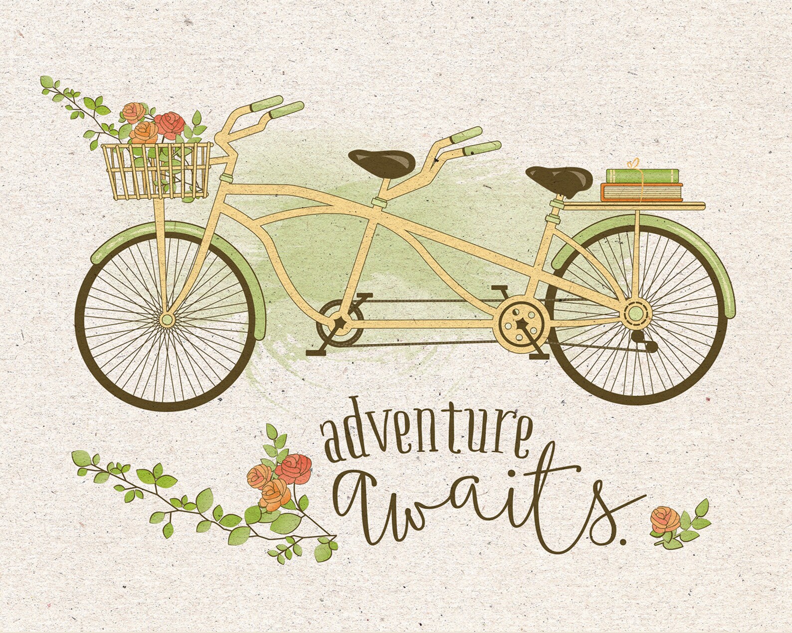 Adventure Awaits Quote Tandem Bicycle Printable Wedding | Etsy