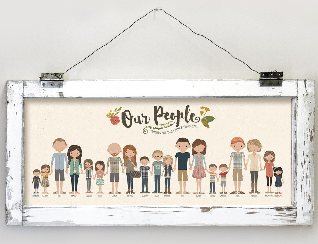 Illustrated Group Portrait • Friends Custom Illustration • Office Group ...
