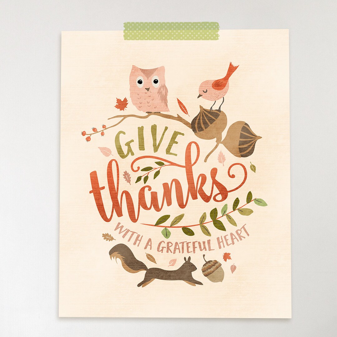 Give Thanks With a Grateful Heart • Thanksgiving Printable • autumn ...