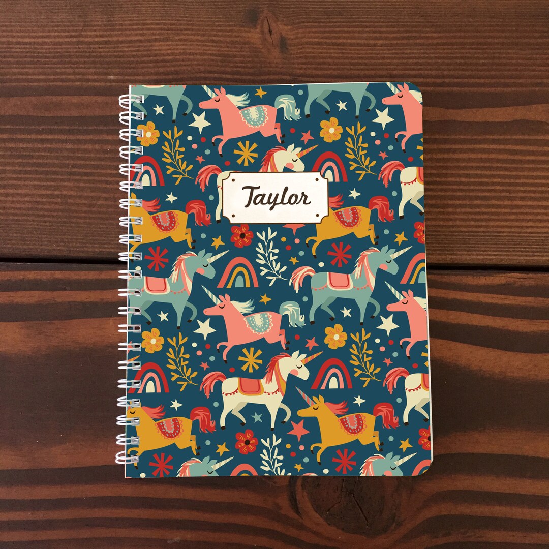 Unicorn Pattern Custom Spiral Bound Notebook illustrated Subject Book ...