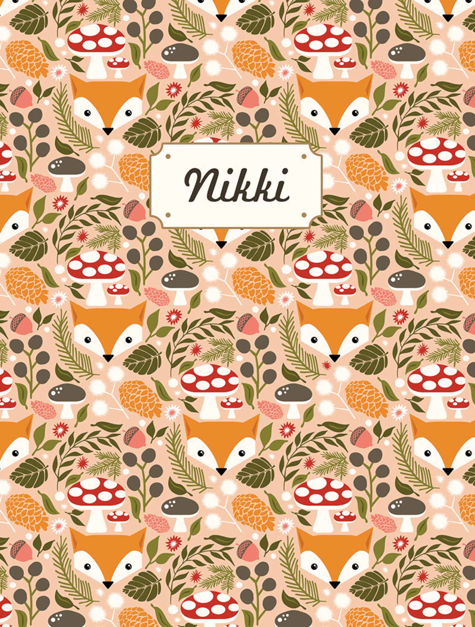 Fox Pattern Custom Spiral Bound Notebook Illustrated Subject | Etsy