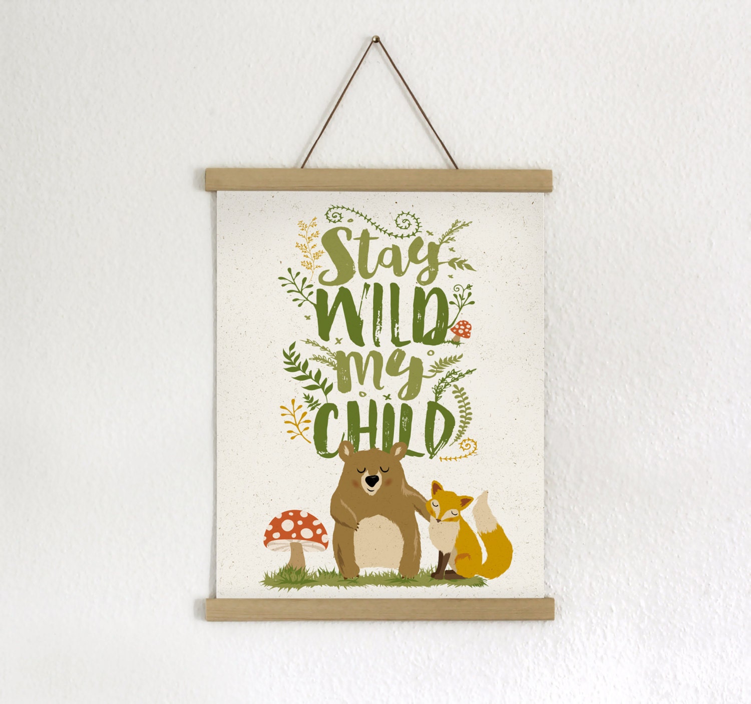 Stay Wild my Child Woodland Nursery Print Cute Fox | Etsy