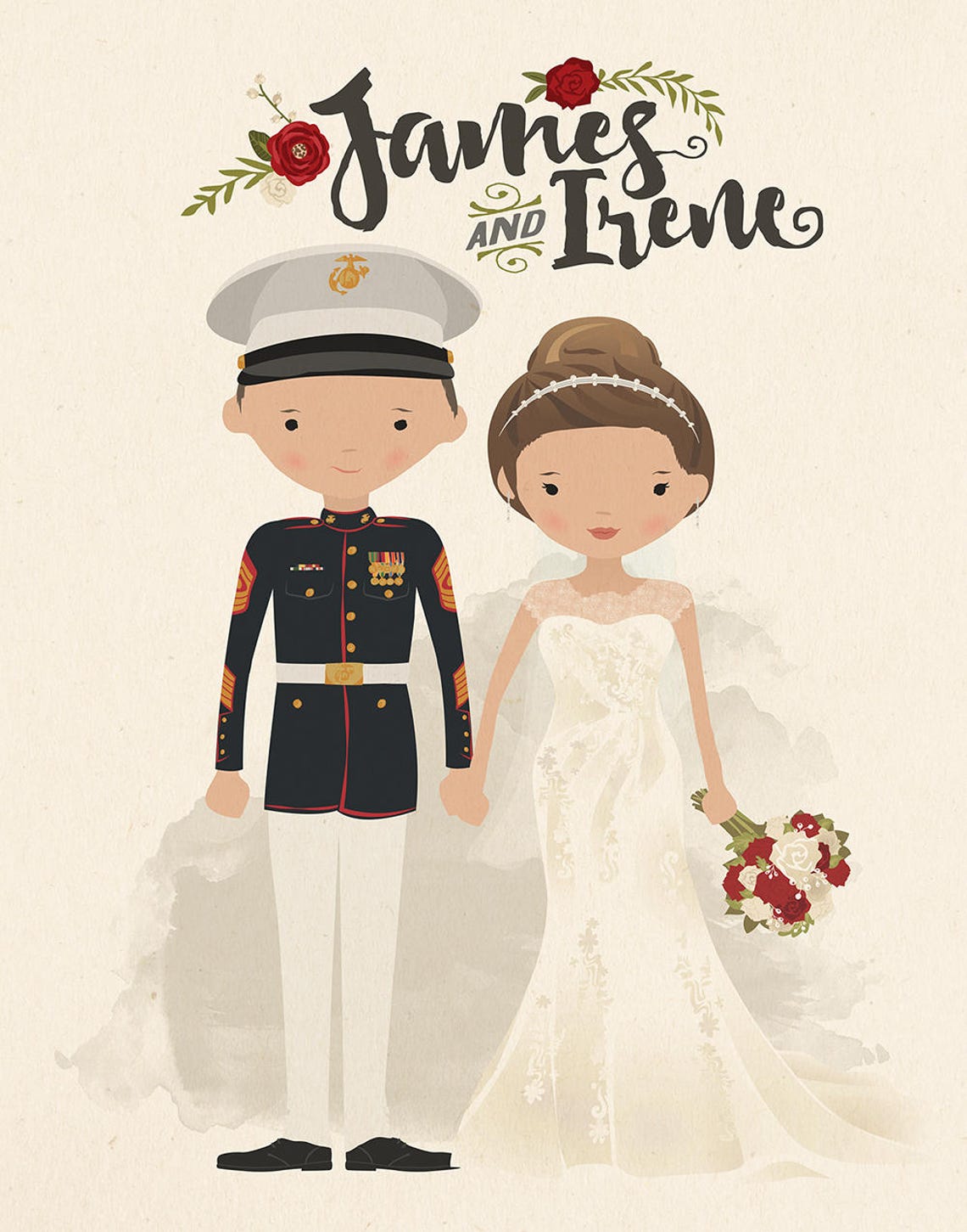 Military Wedding Portrait US Army Wedding custom - Etsy