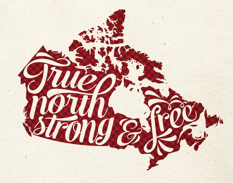 Canada Printable true North Strong and Free Canadian Red | Etsy Canada