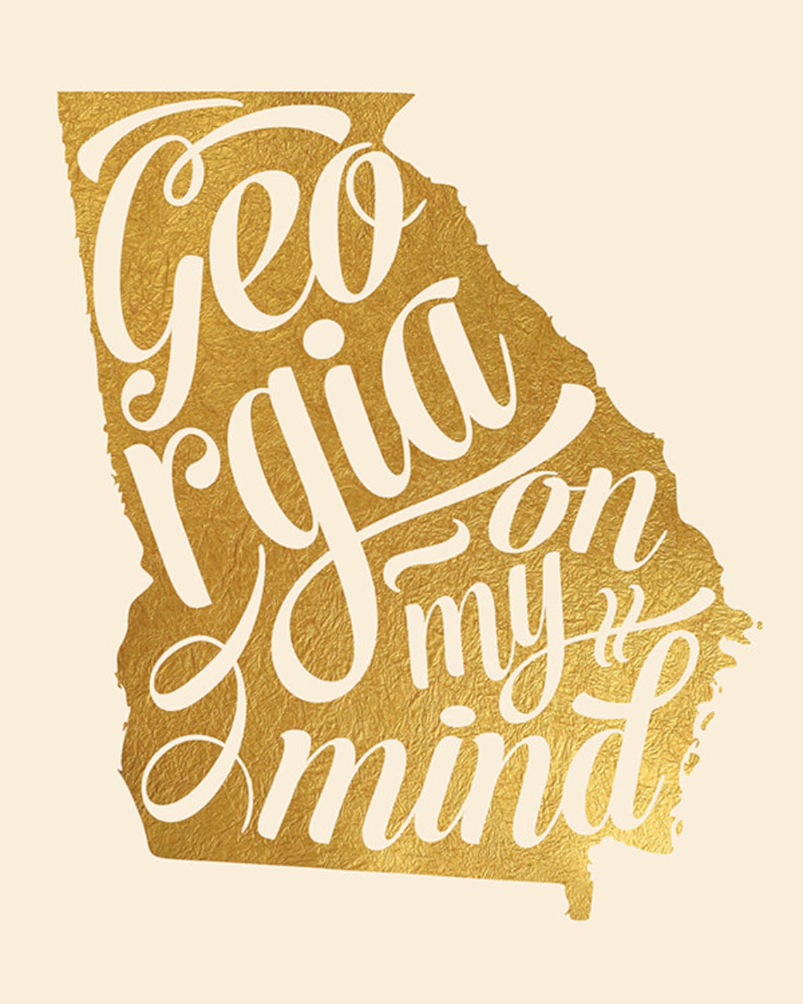 Georgia Printable Georgia on My Mind Faux Gold Foil - Etsy