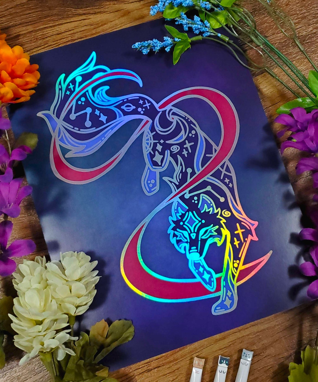 Celestial Wolf Print / 8.5x11 Art Print / Celestial Canines Holographic ...