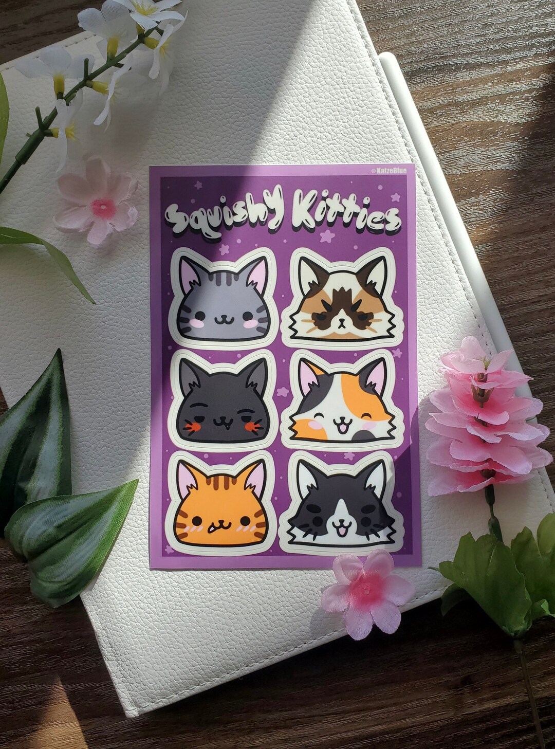 Cat Sticker Sheet / Cat Stickers / Squishy Kitties / Animal Stickers - Etsy