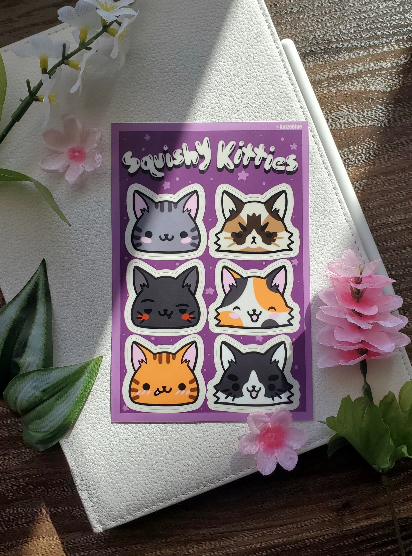 Cat Sticker Sheet / Cat Stickers / Squishy Kitties / Animal - Etsy
