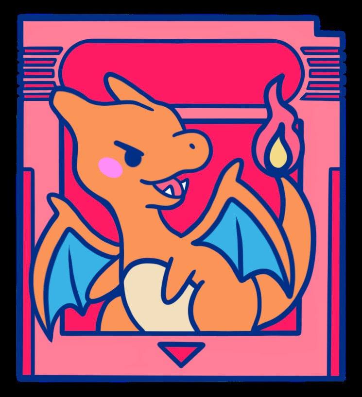 Cartridge Charizard Sticker / Pokemon Sticker / Cute Pokemon | Etsy