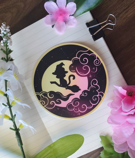 Witch Cat Sticker / Black Cat Sticker / Animal Sticker / | Etsy