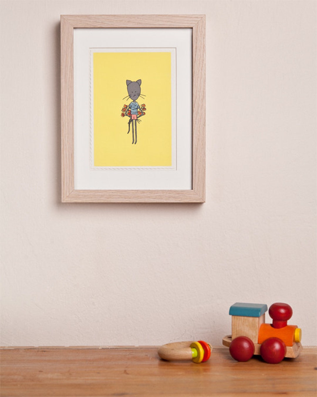 Silkscreen Print - Cat With Flowers - Etsy