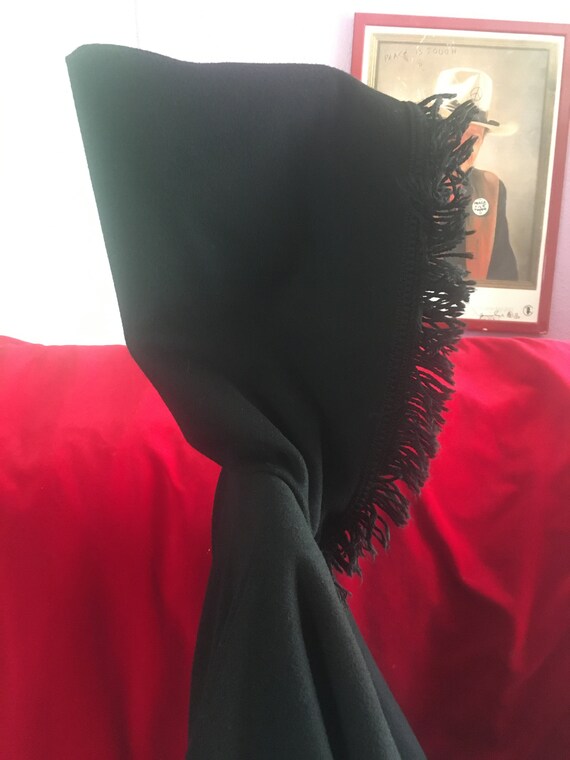 YSL 1960s/70s Redingote Highwayman Black Wool Cloak Y… - Gem