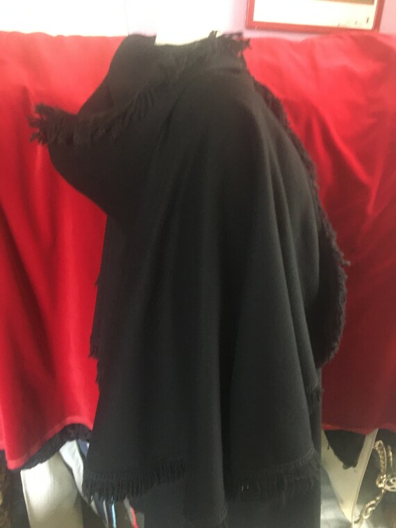 YSL 1960s/70s Redingote Highwayman Black Wool Cloak Y… - Gem