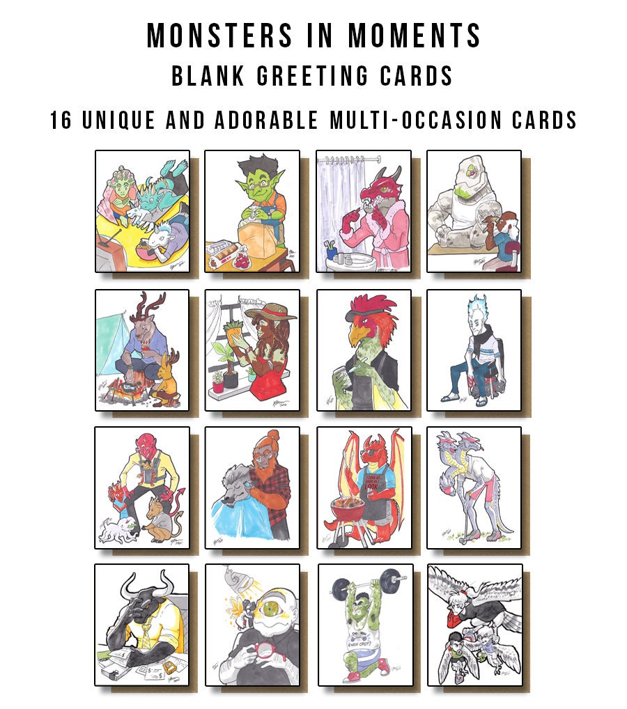Individual Monsters Greeting Cards - Monsters in Moments - Etsy