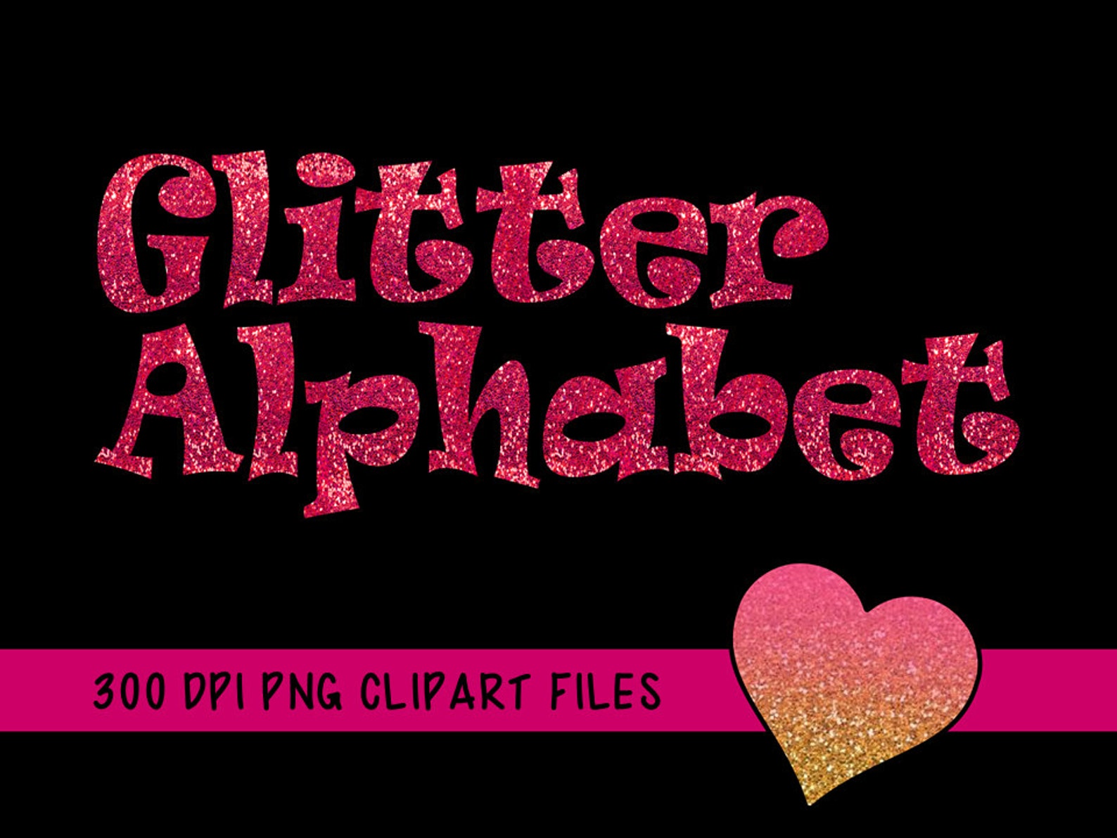 Pink Glitter Alphabet Clipart, Glitter Alphabet Clip Art, Pink Glitter ...