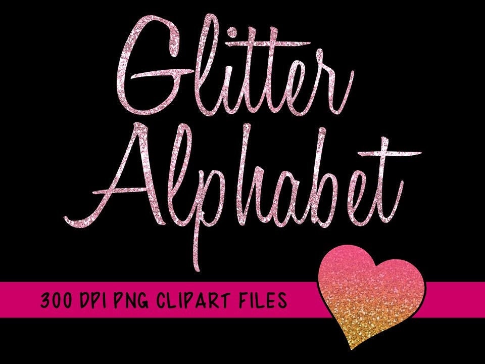 Rose Gold Glitter Alphabet Clipart, Glitter Alphabet Clip Art, Rose ...