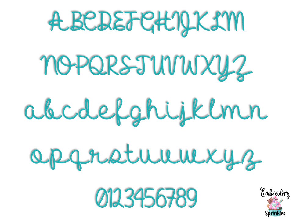 Cursive Embroidery Font Alphabet, Script Machine Embroidery Font, BX ...