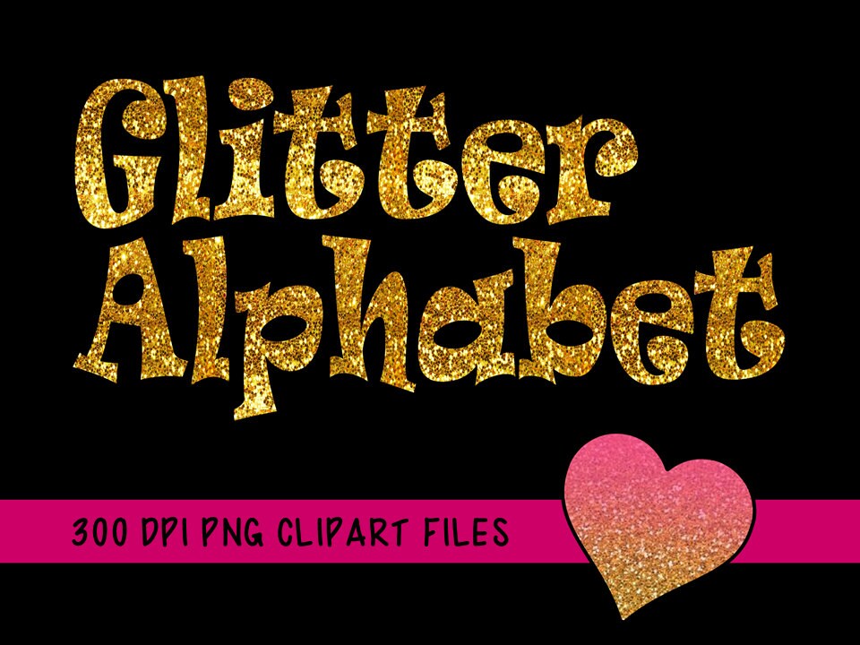 Gold Glitter Alphabet Clipart,glitter Alphabet Clip Art, Gold Glitter ...