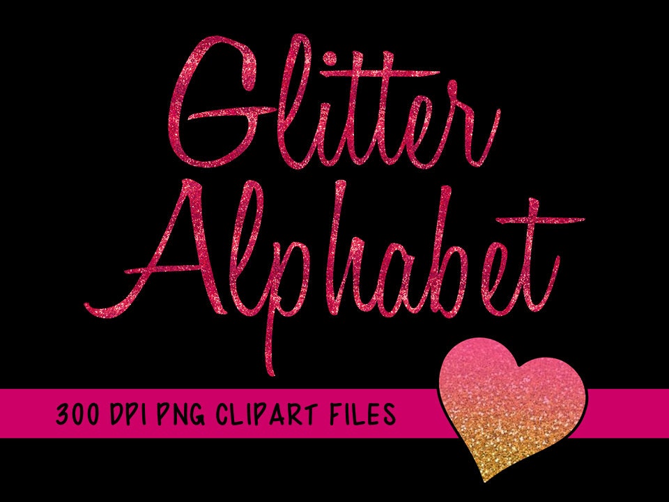 Pink Glitter Alphabet Clipart, Glitter Alphabet Clip Art, Pink Glitter ...