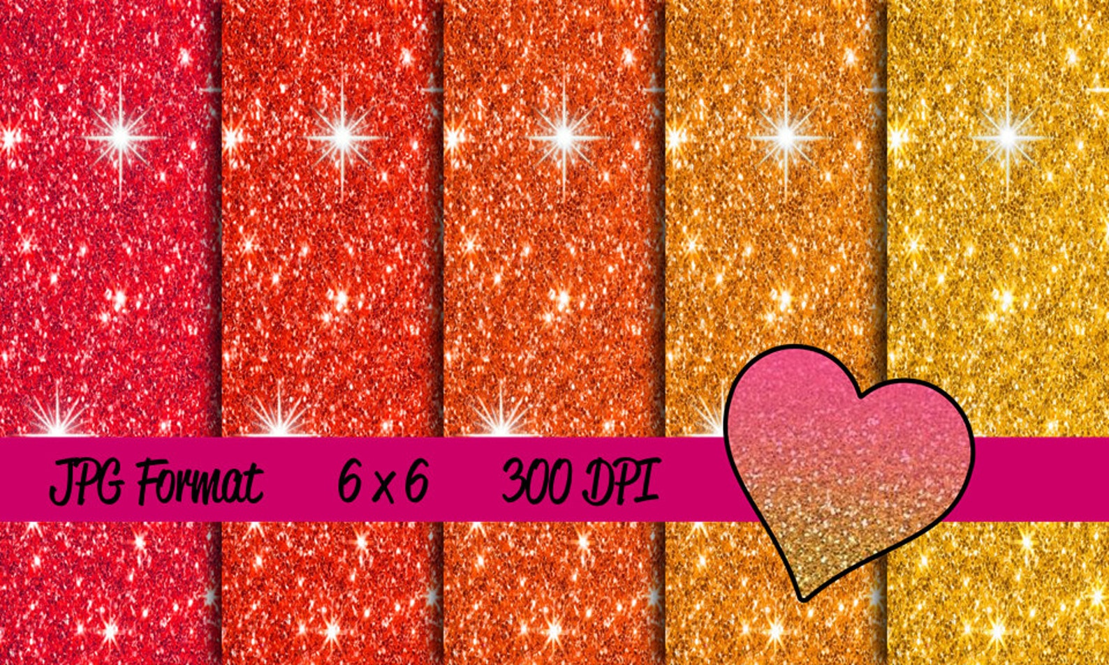 Autumn Sunset Glitter Digital Paper, Red Backdrop, Printable Glitter ...