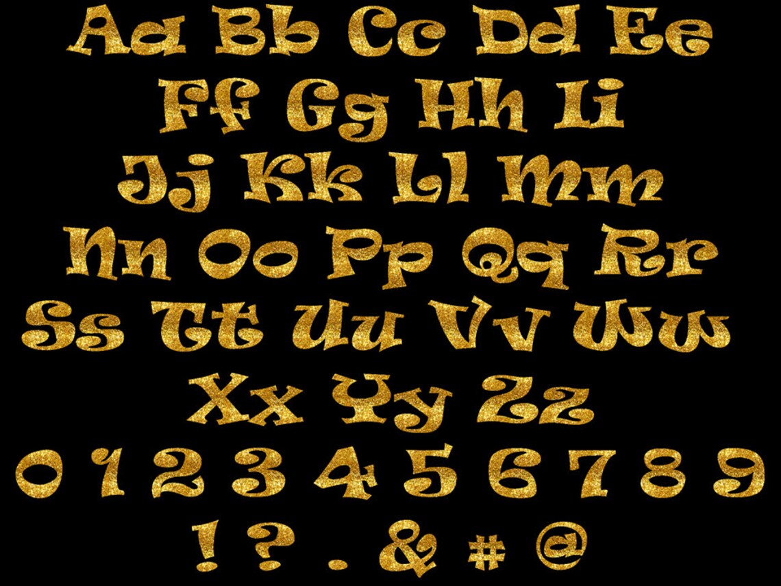 Gold Glitter Alphabet Clipartglitter Alphabet Clip Art Gold - Etsy