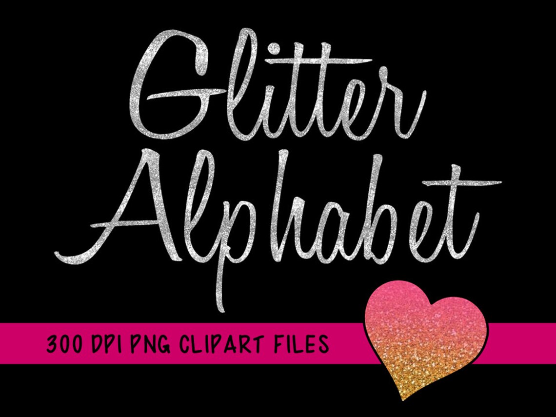 Silver Glitter Alphabet Clipart, Glitter Alphabet Clip Art, Silver ...