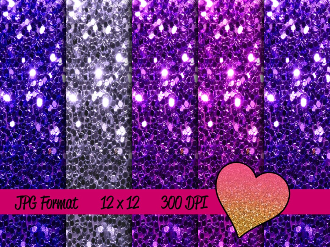 Purple Passion Glitter Digital Paper, Purple Backdrop, Printable ...