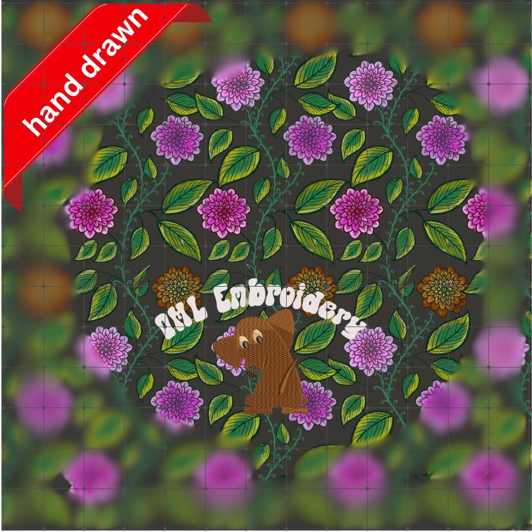 Trailing Flowers Pink & Orange Seamless Hand Drawn PNG Digital Paper ...