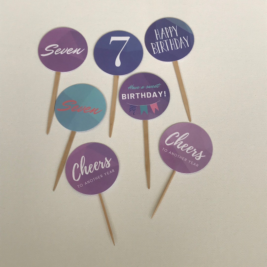 Cupcake Toppers: Purple and Teal Pattern (ages 1-10) - Etsy