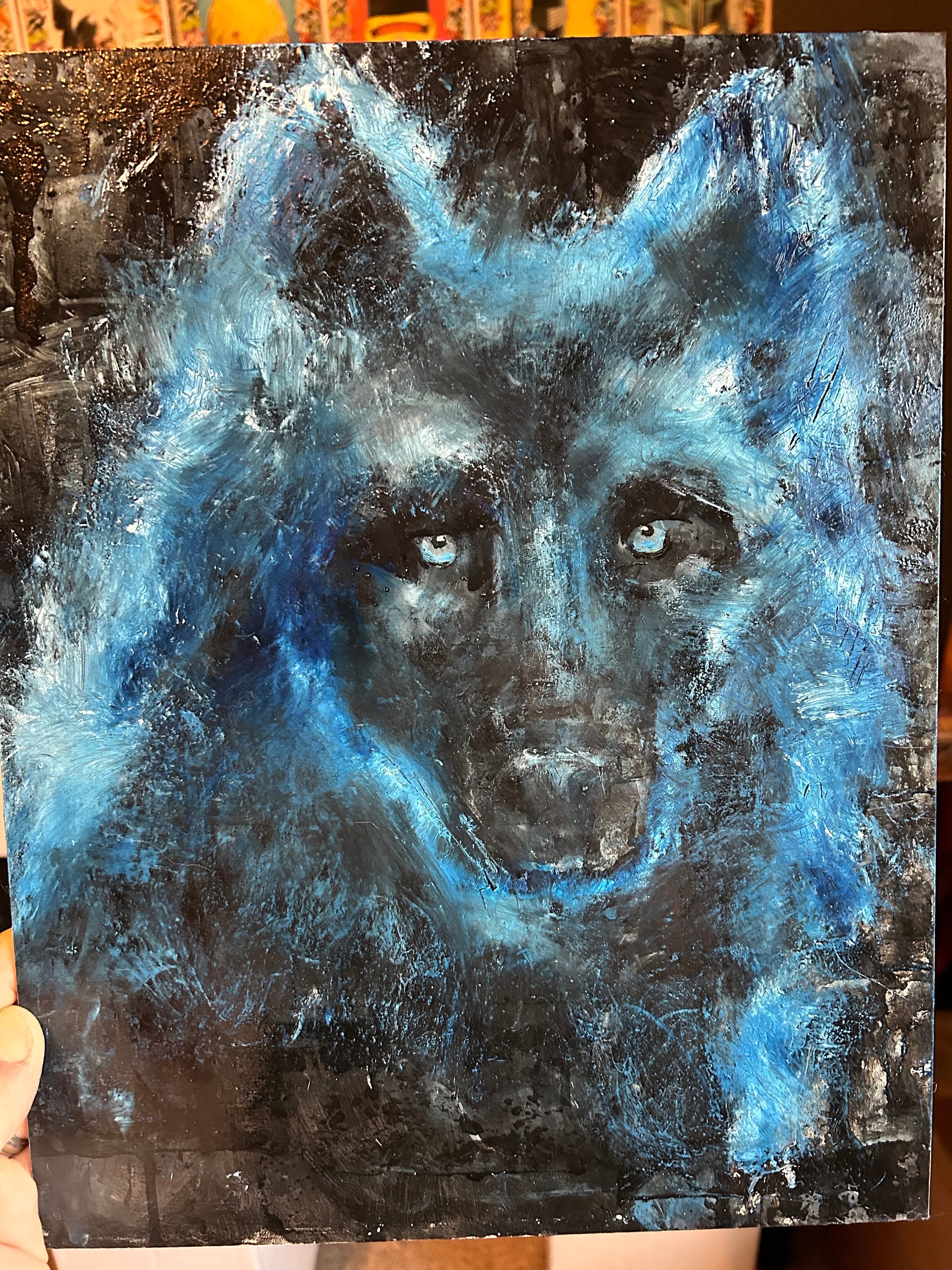 Wolf Oil Painting Original Art Fine Art Abstract Art - Etsy