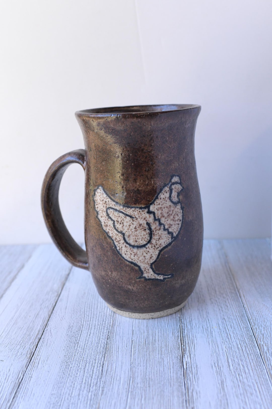 SECONDS: Chocolate Brown & Ivory Chicken Mug / Handmade Pottery / Gifts ...