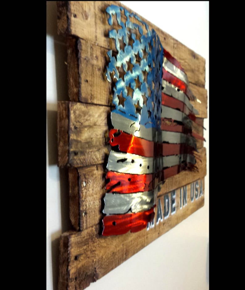 Ripped & Tattered U.S. Steel Flag With Reclaimed Wooden Frame, USA ...