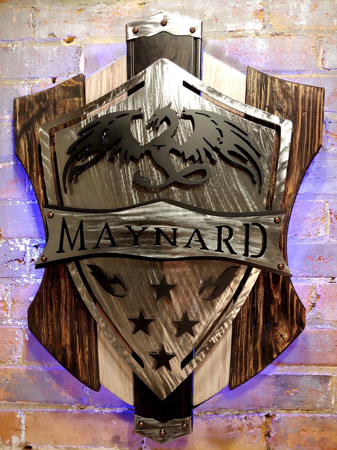 Name Crest Your Family Coat of Arms Crest Shield Backlit - Etsy
