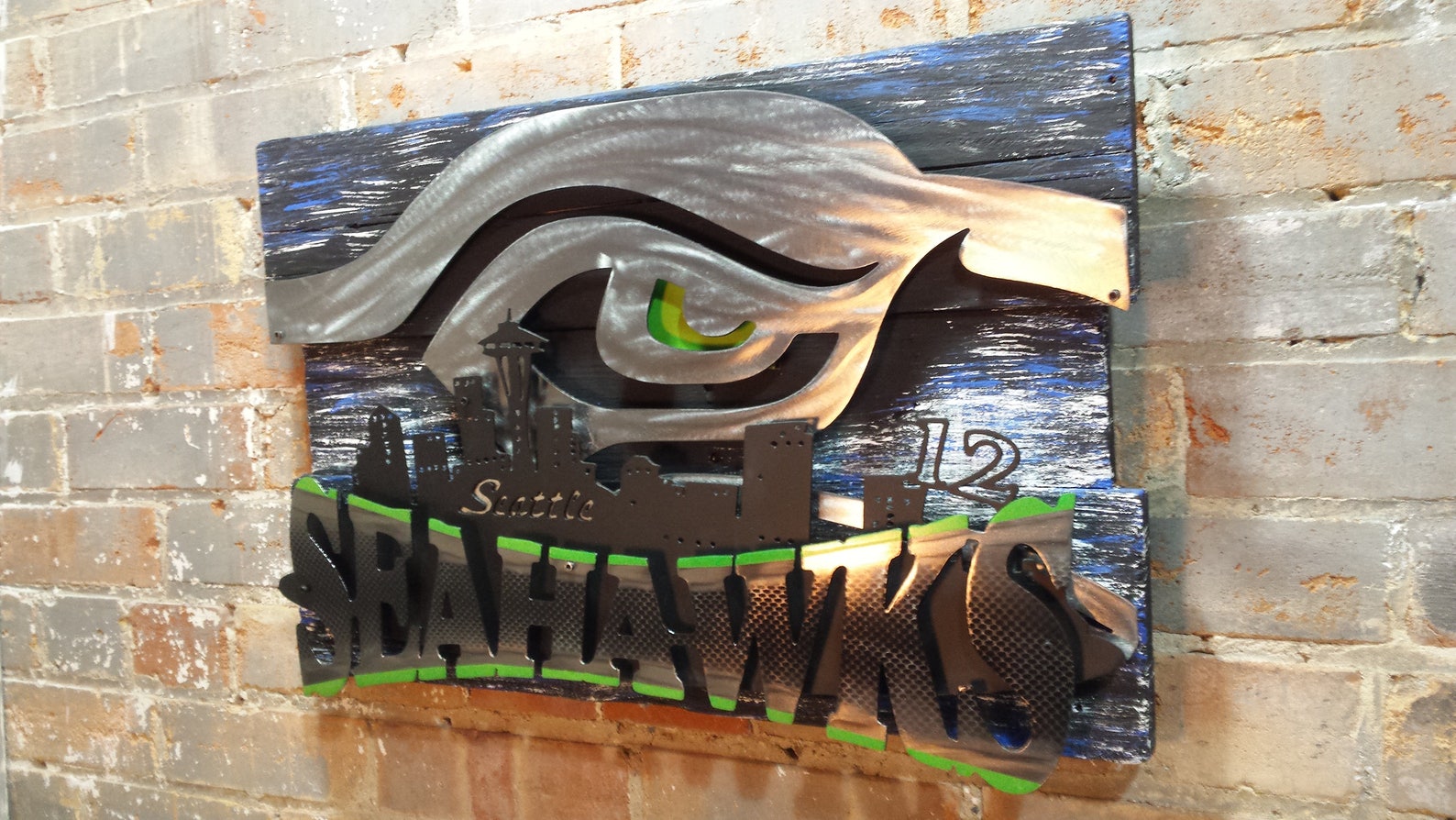 Seattle Seahawks 3D Layered Brushed Metal Wall Art on | Etsy