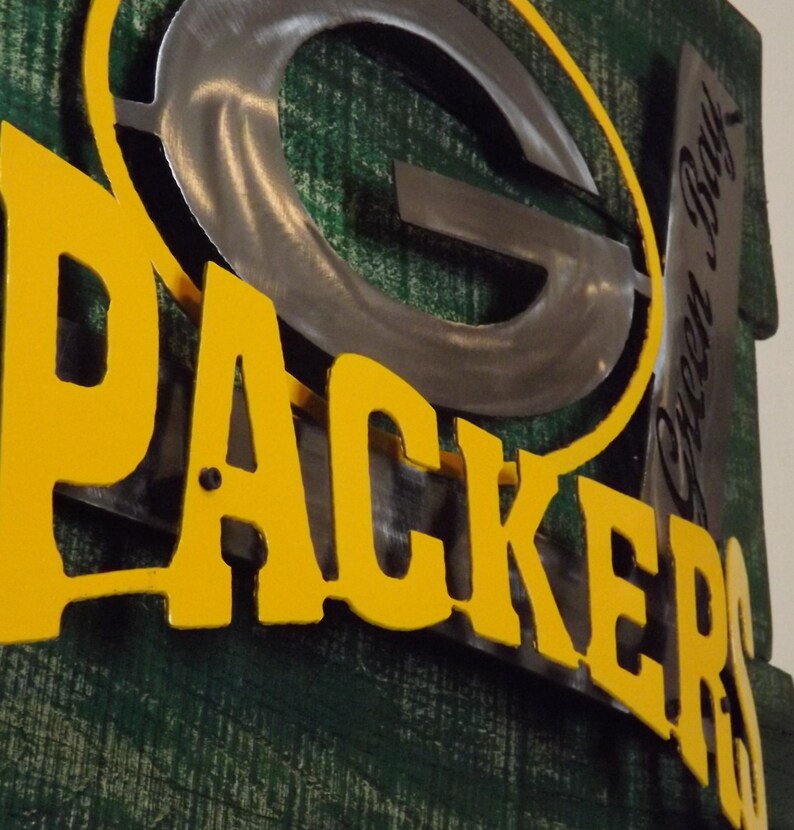 Green Bay Packers Multi-layered Metal Art on a Reclaimed Wood - Etsy