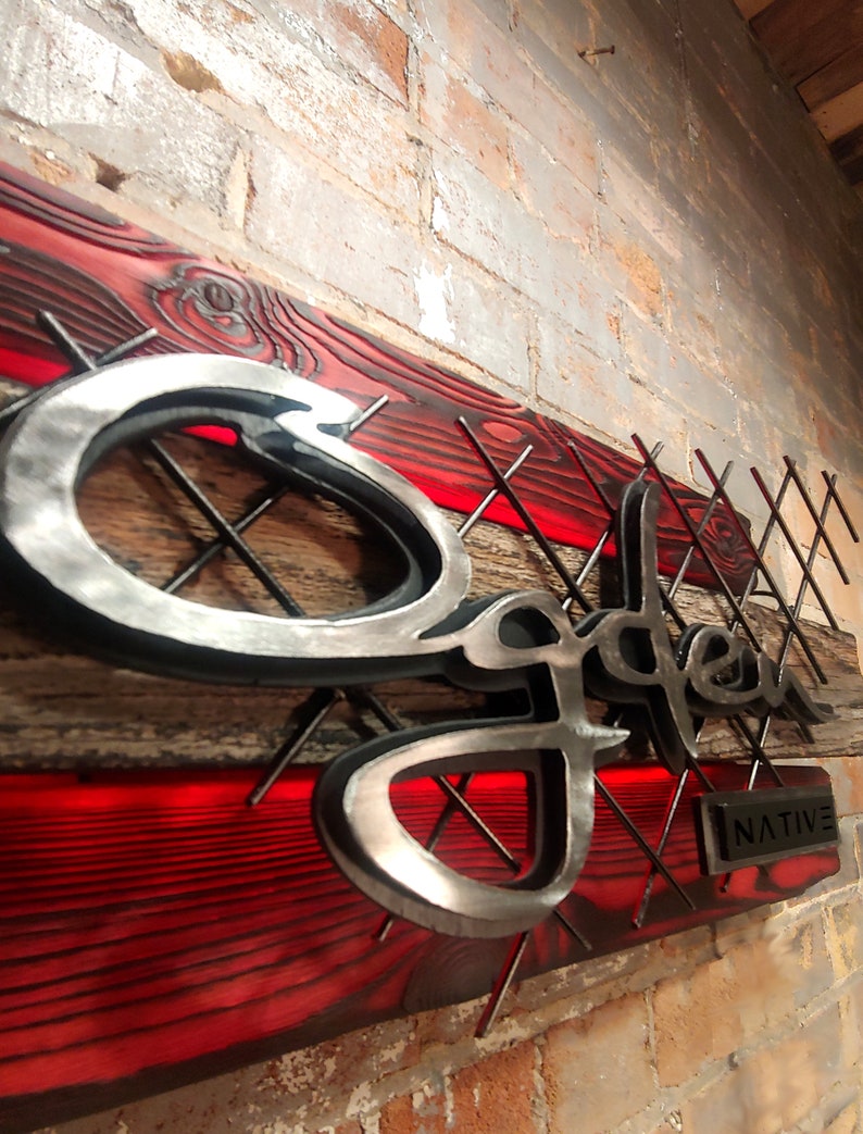 Modern Rustic Sign Backlit LED Lights Metal and Reclaimed - Etsy