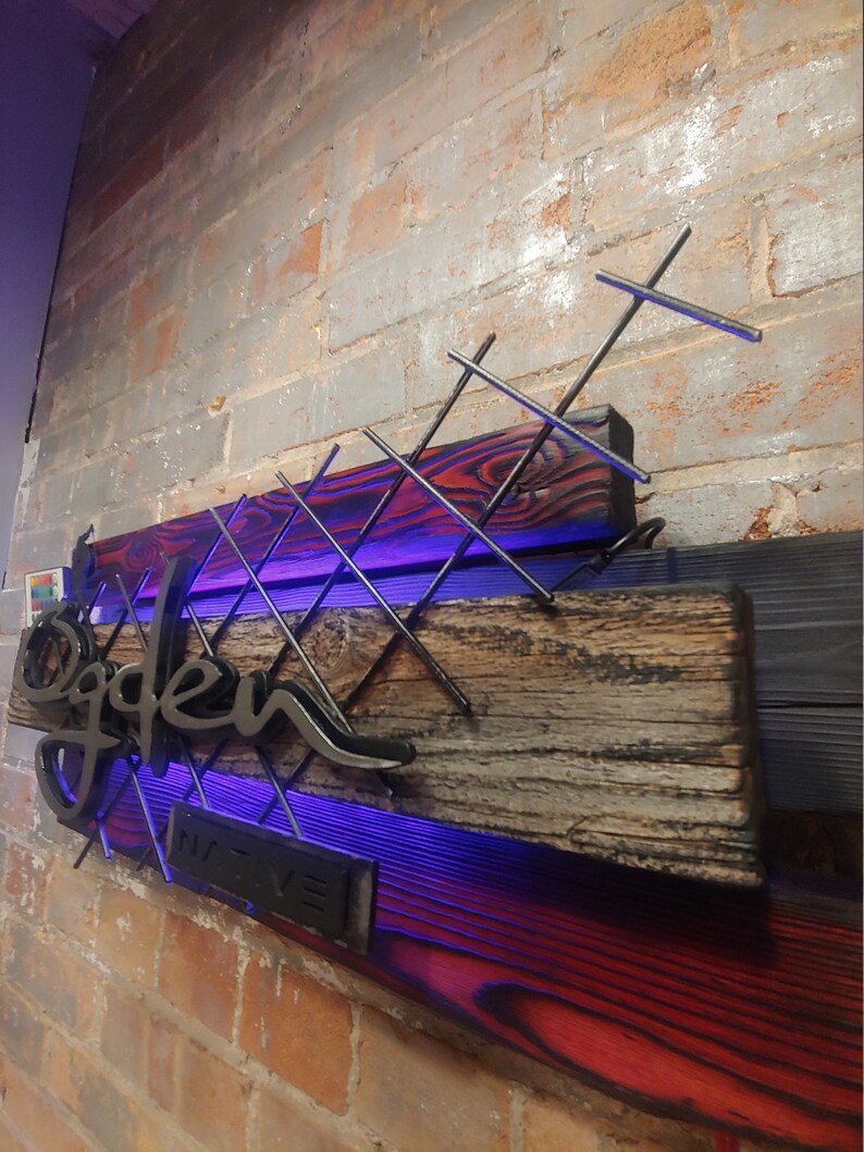 Modern Rustic Sign Backlit LED Lights Metal and Reclaimed - Etsy