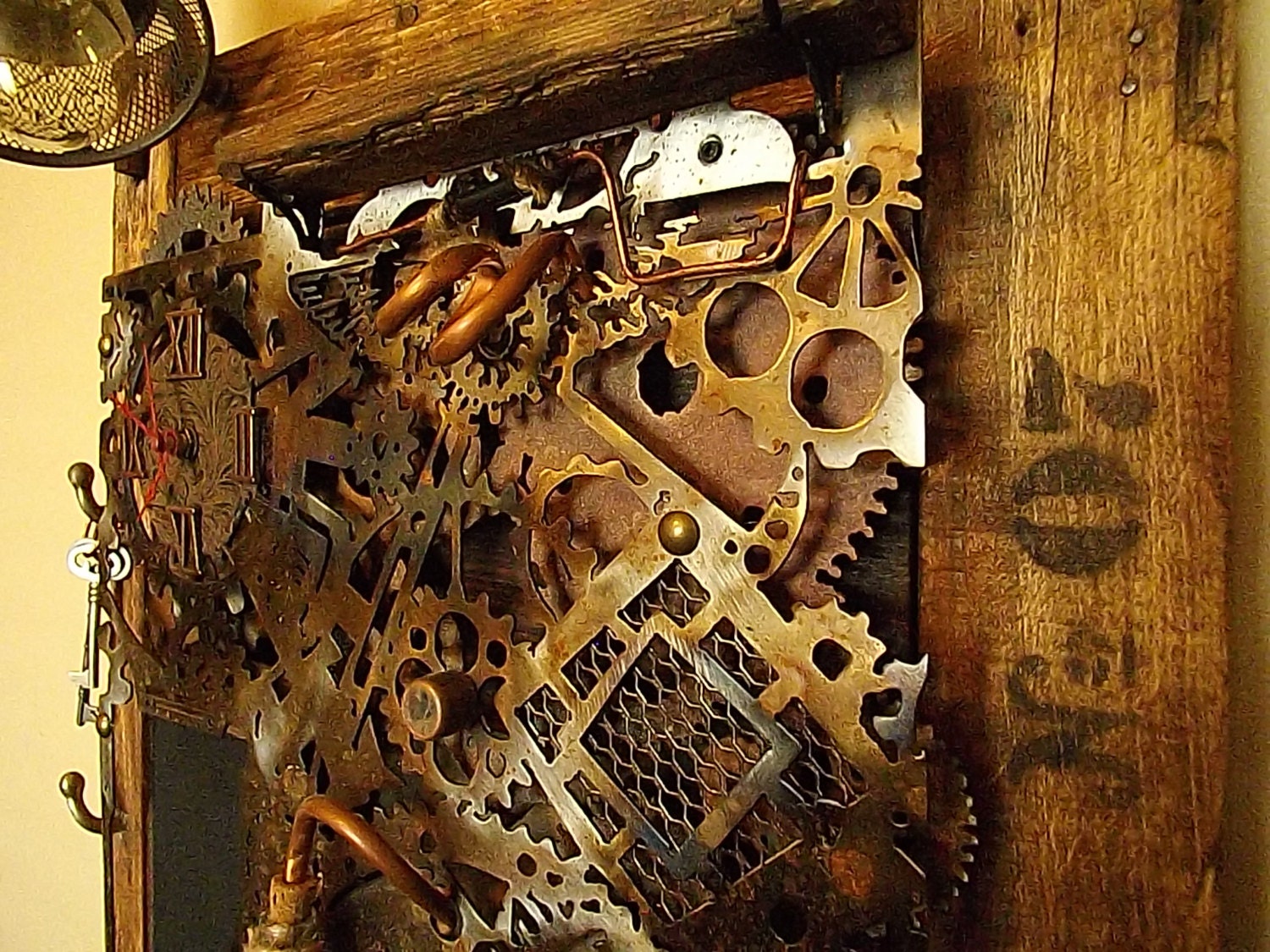 Steampunk Modern rustic 3D metal art charging dock wall | Etsy