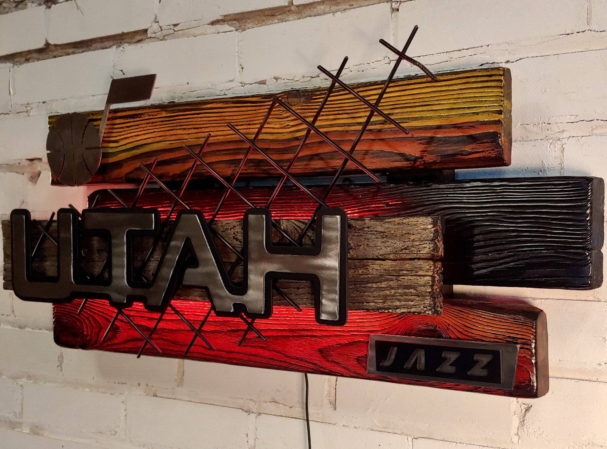 UTAH JaZZ Modern rustic Team sign backlit LED lights metal | Etsy