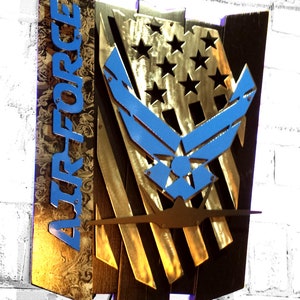 Metal Air Force American Flag Mounted on a Modern Skull Graphic Frame ...