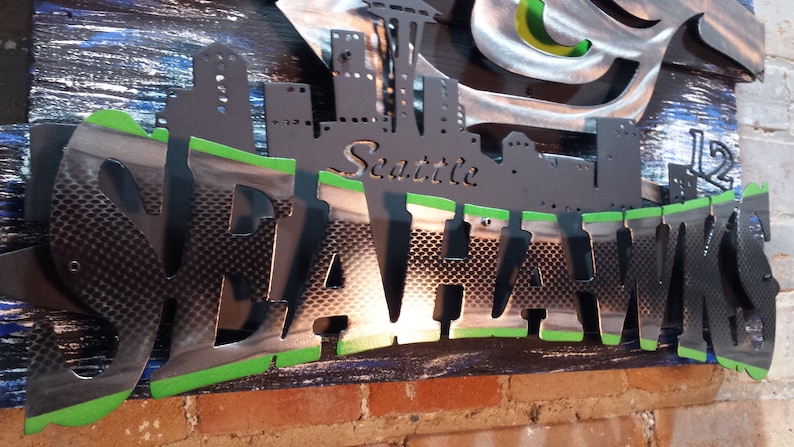Seattle Seahawks 3D Layered Brushed Metal Wall Art on | Etsy