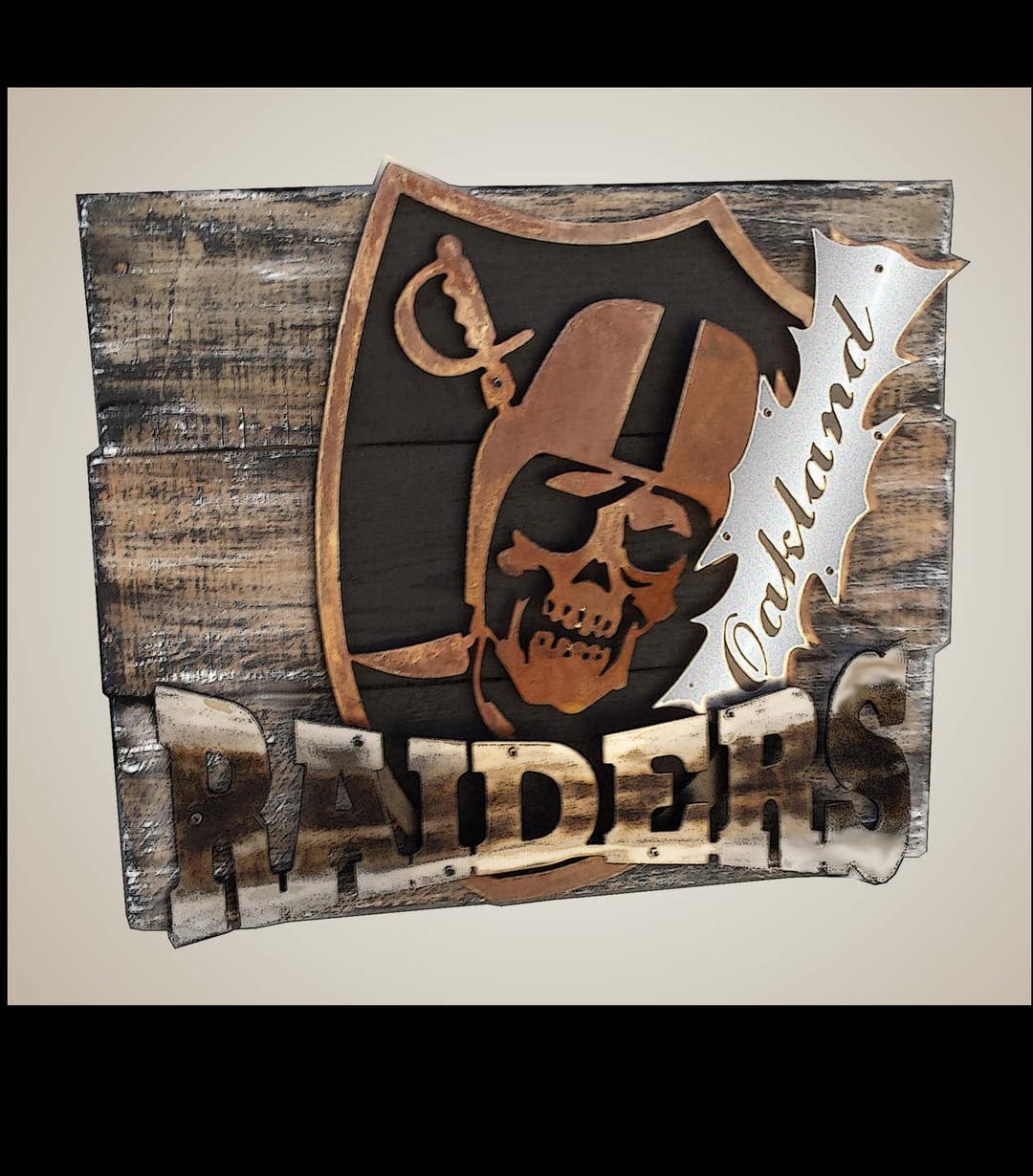 Raiders Rustic 3D Layered Metal Art on a Reclaimed Wood Frame - Etsy