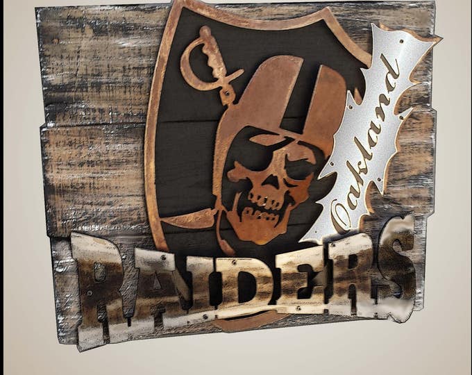 Raiders Rustic 3D Layered Metal Art on a Reclaimed Wood Frame - Etsy