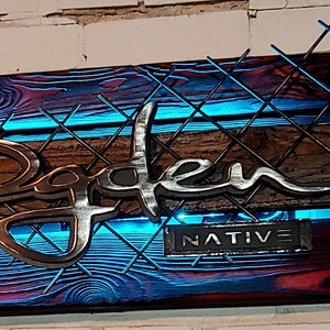 Modern Rustic Sign, Backlit LED Lights, Metal and Reclaimed Wood ...