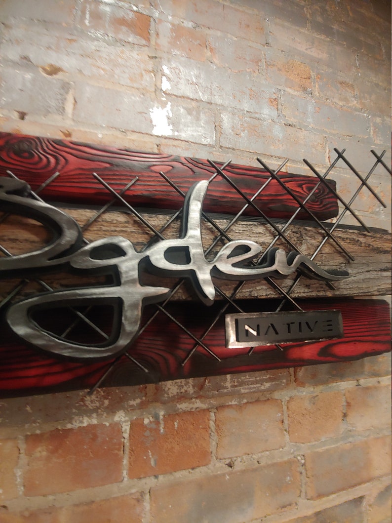 Modern Rustic Sign Backlit LED Lights Metal and Reclaimed - Etsy